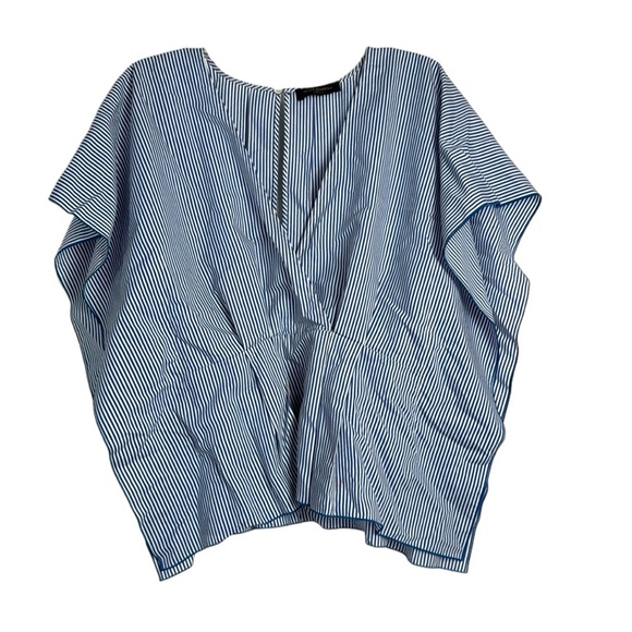 Piazza Sempione | Tops | Piazza Sempione Boxy Ruffle Blouse Blue White ...